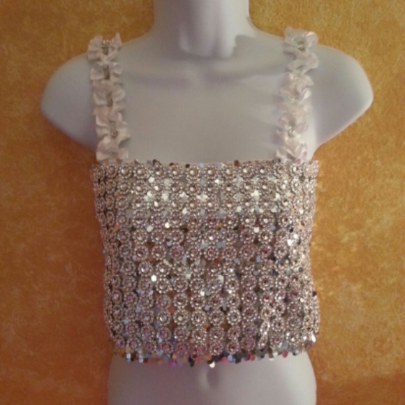 Sebrina Love Luxe Boutique | Tops | Silver Sequin Illusion Diamond Look ...